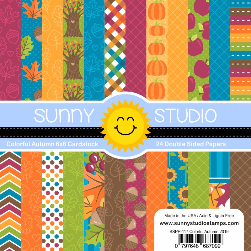 Sunny Studio Stamps Colorful Autumn 6x6 Fall Patterned Paper Pack