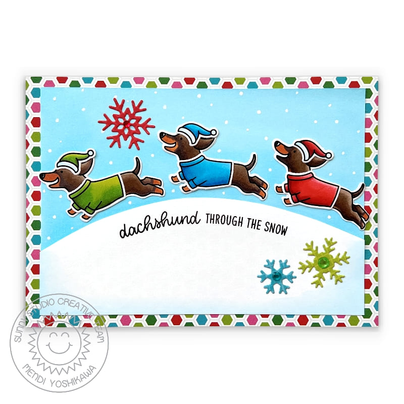 Sunny Studio Dashing Dachshund Winter Dog 2x3 Clear Stamp Set - Sunny ...