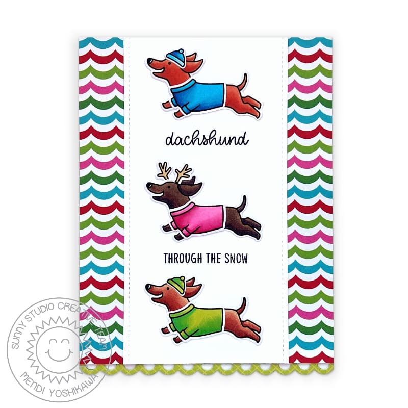 Sunny Studio Dashing Dachshund Winter Dog 2x3 Clear Stamp Set - Sunny ...