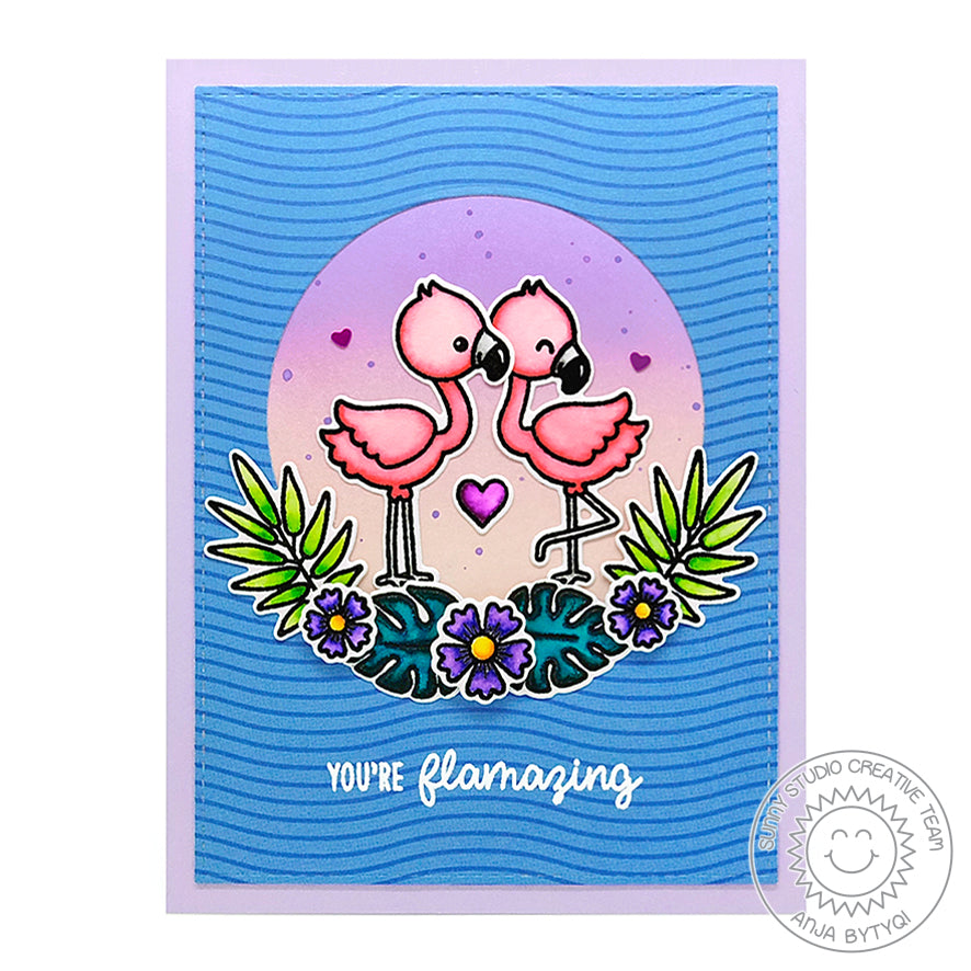 Sunny Studio Stamps Fabulous Flamingos 4x6 Clear Photopolymer Stamp