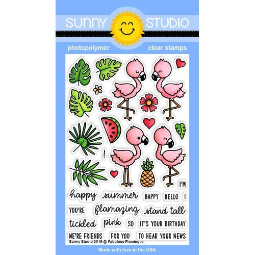 Sunny Studio Stamps Fabulous Flamingos 4x6 Clear Photopolymer Stamp