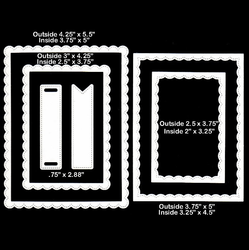 Sunny Studio Stamps Fancy Frames Stitched Scallop Rectangle Die Set