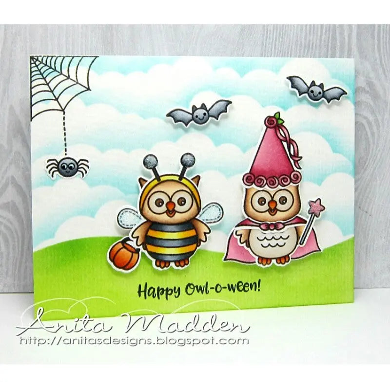 Sunny Studio Stamps Happy Owl-o-ween 4x6 Photo-polymer Clear Stamp Set