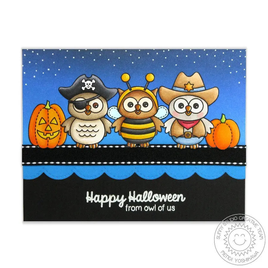Sunny Studio Stamps Happy Owl-o-ween 4x6 Photo-polymer Clear Stamp Set