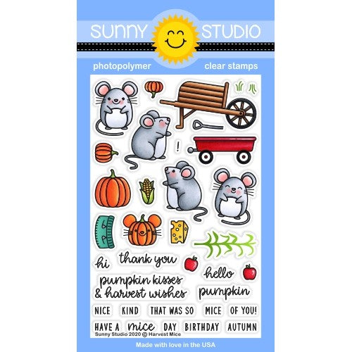 Sunny Studio Harvest Mice Fall Mouse 4x6 Clear Photopolymer Stamps ...