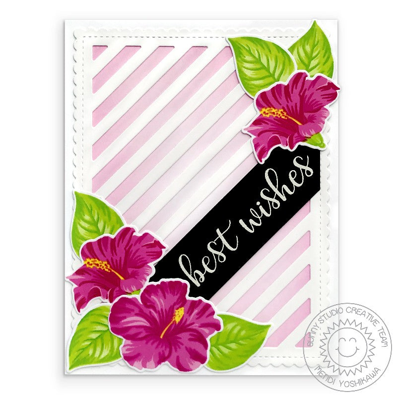Sunny Studio Hawaiian Hibiscus 4x6 Layered Flower Clear Stamp Set ...