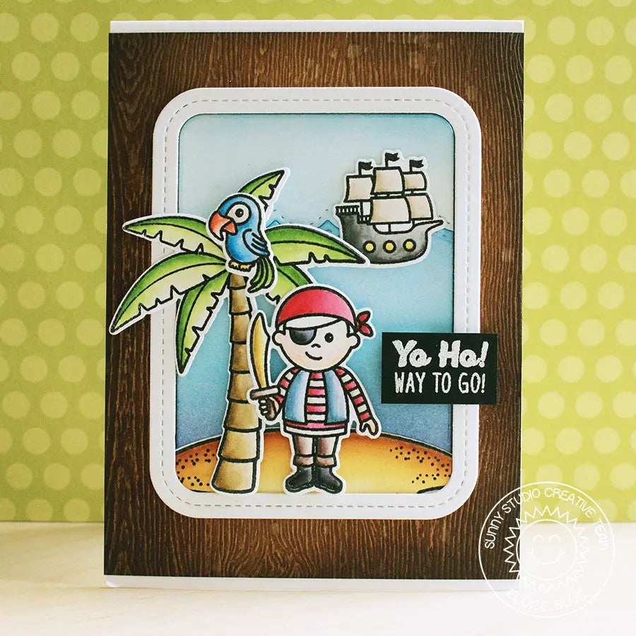 Sunny Studio Stamps Pirate Pals 4x6 Photo-Polymer Clear Stamp Set