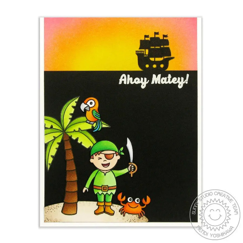 Sunny Studio Stamps Pirate Pals 4x6 Photo-Polymer Clear Stamp Set