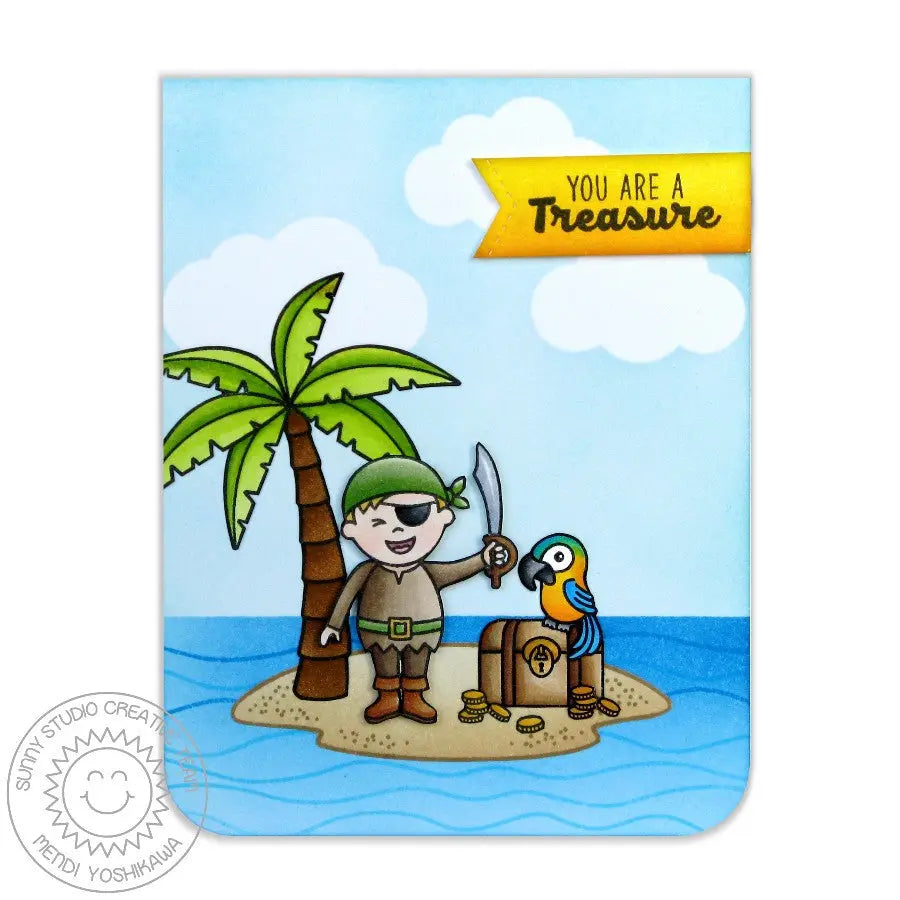 Sunny Studio Stamps Pirate Pals 4x6 Photo-Polymer Clear Stamp Set