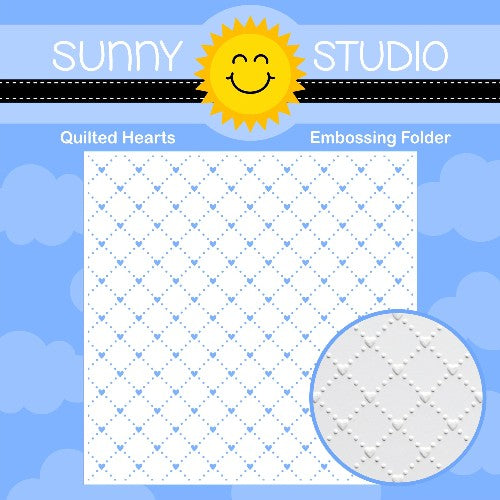 Sunny Studio Stamps 6x6 Quilted Hearts Embossing Folder