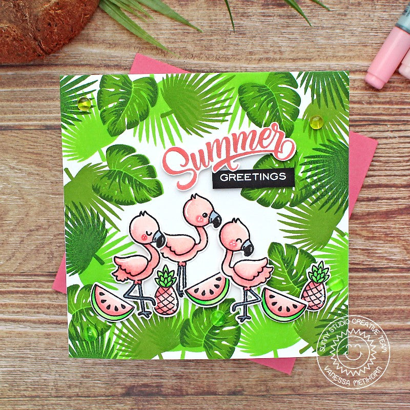 Sunny Studio Stamps Fabulous Flamingos 4x6 Clear Photopolymer Stamp