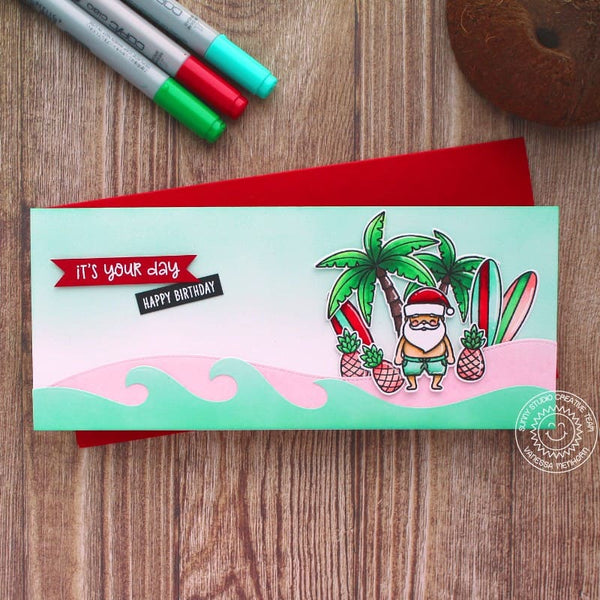 Sunny Studio 2x3 Clear Photopolymer Surfing Santa Stamps - Sunny Studio ...