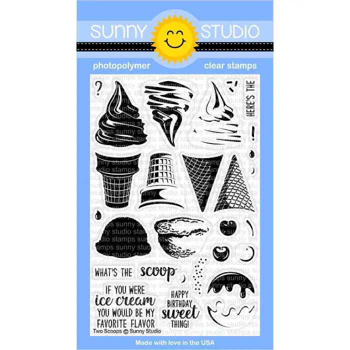 Sunny Studio Photopolymer Clear Layering Two Scoops Stamps - Sunny ...